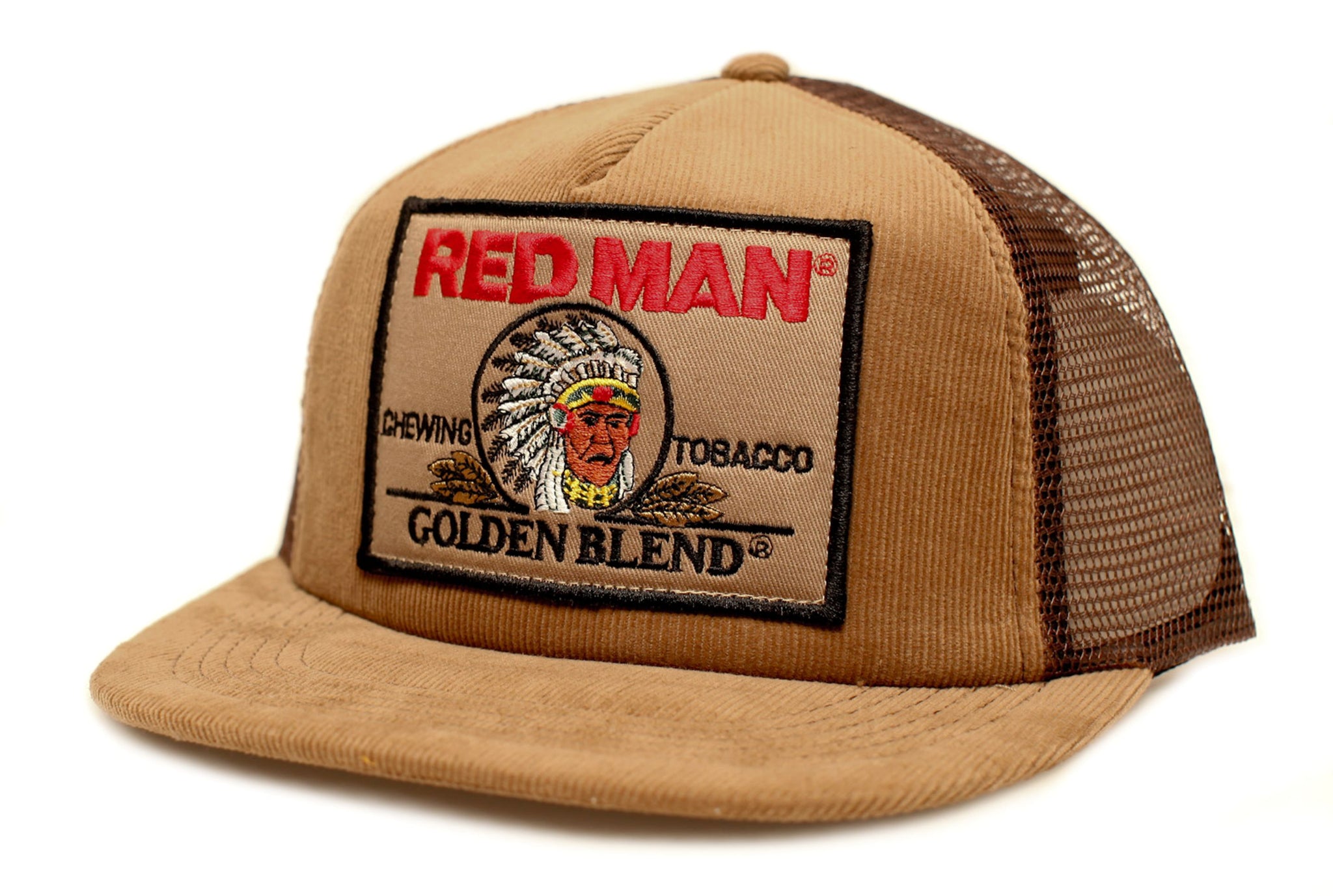 Red Man Chewing Tobacco Patch Truckers Hat Cap Corduroy Brown – capenvy.com